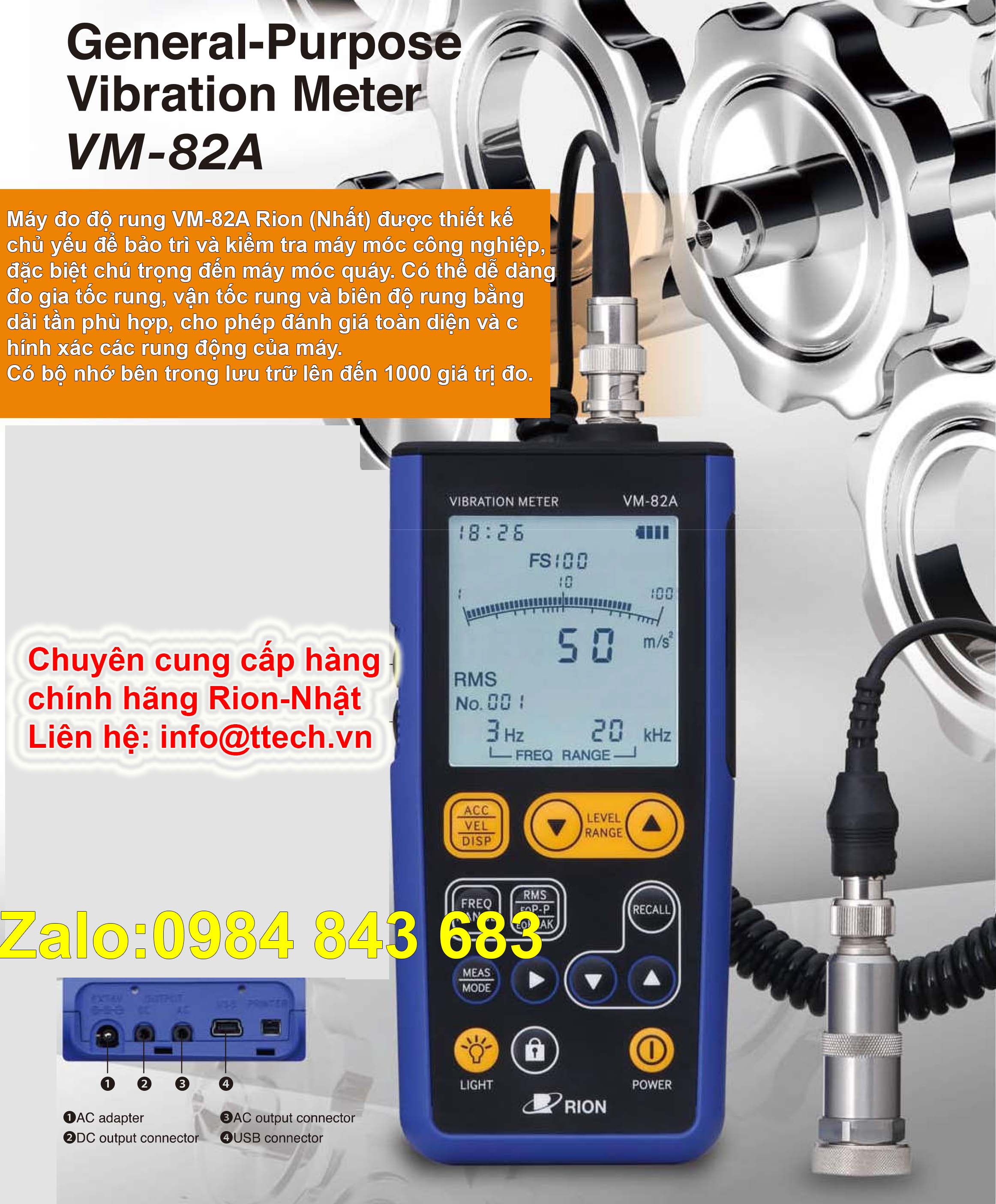 MÁY ĐO ĐỘ RUNG RION VM-82A| GIÁ TỐT NHẤT - HÀNG CHÍNH HÃNG